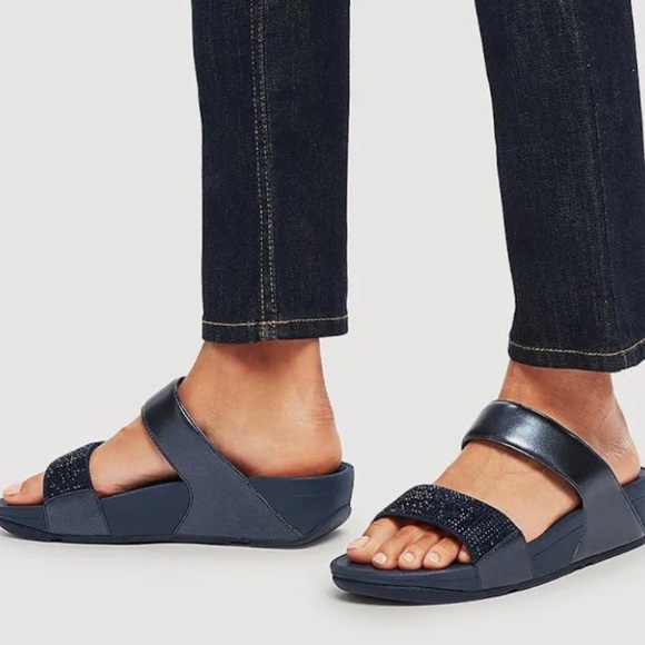 Fitflop | Shoes | New Fitflop Lulu Crystal Embellished Sandals Midnight Navy | Poshmark